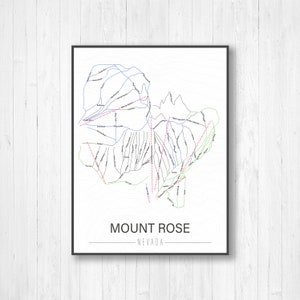 Mount Rose Nevada Ski Run Trail Map | Hanging Canvas of Mount Rose Ski ...