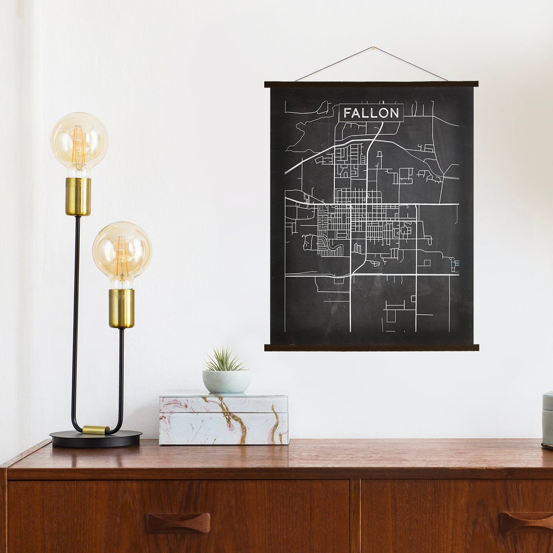 Fallon Nevada Charcoal Street Map | Hanging Canvas Map of Fallon ...