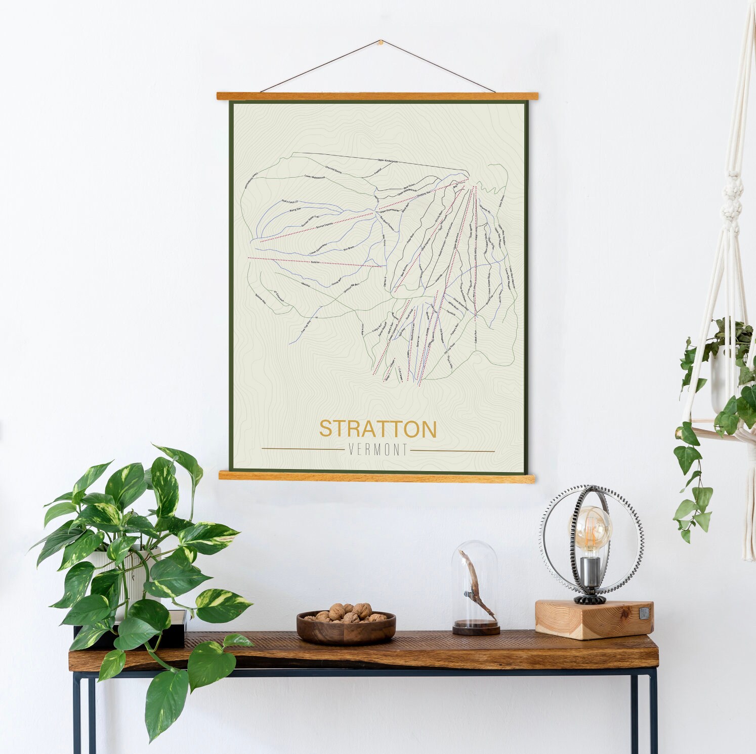 Stratton Vermont Ski Trail Map | Hanging Canvas of Stratton Ski Trail ...