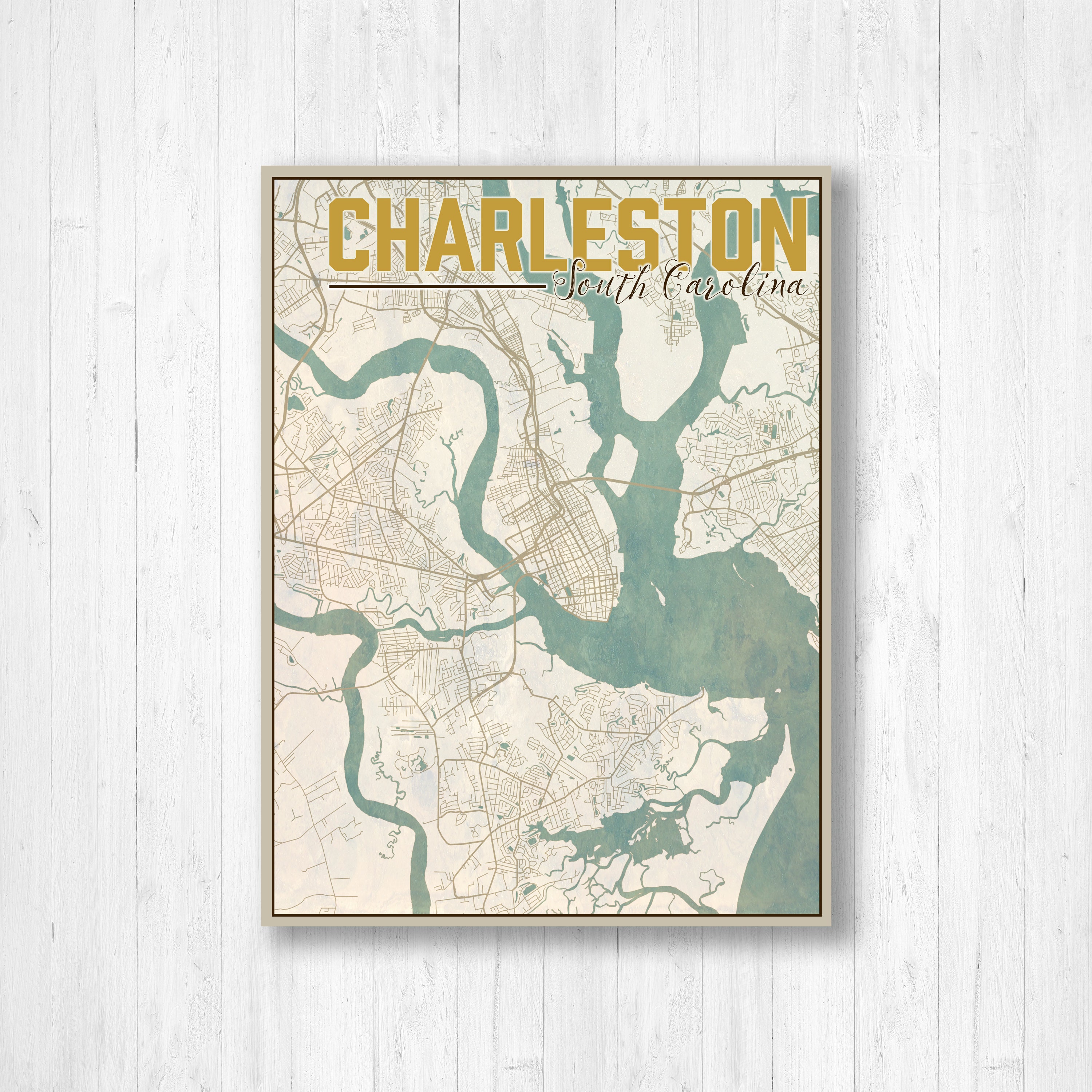 Charleston South Carolina Nautical Map | Hanging Canvas Map of ...