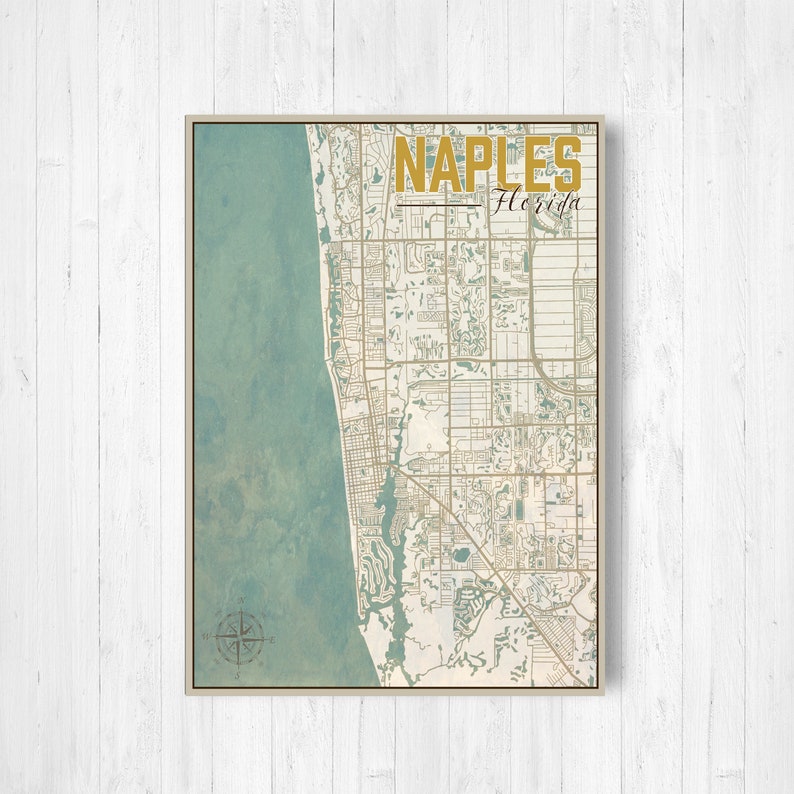 Naples Florida Street Map Hanging Canvas Map of Naples - Etsy