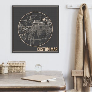 Custom Map, Custom Map Print, Map With Streets, Map of Hometown, Modern ...