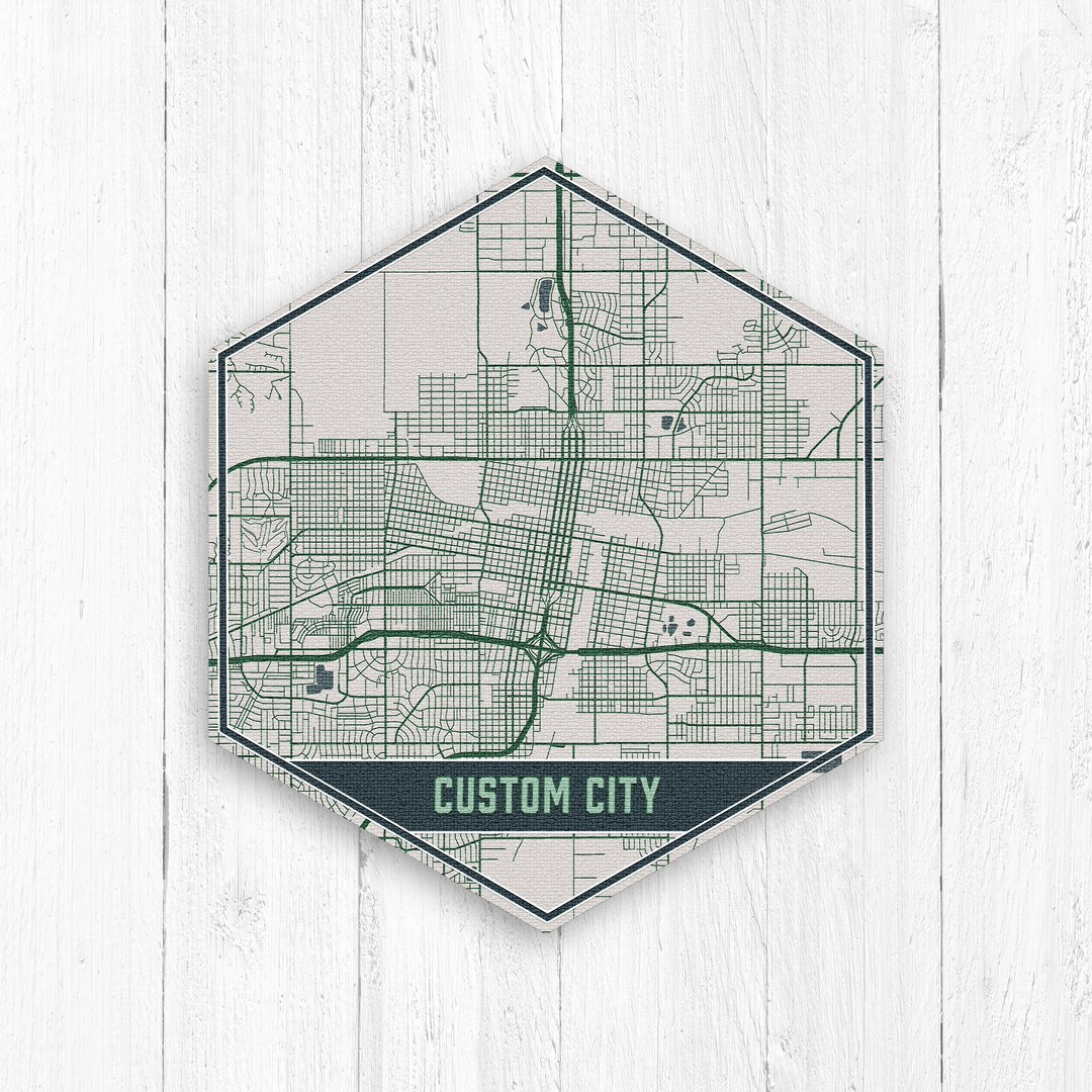 Custom City Map, Hexagon Map, Hexagon Canvas, Custom Print, Custom ...