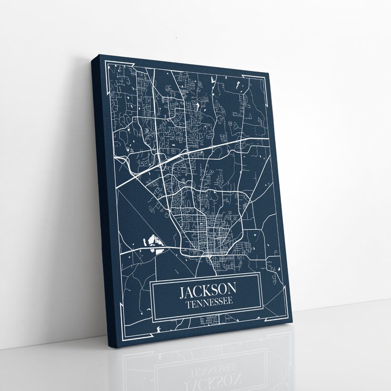 Jackson Tennessee Blueprint Street Map Hanging Canvas Map of - Etsy