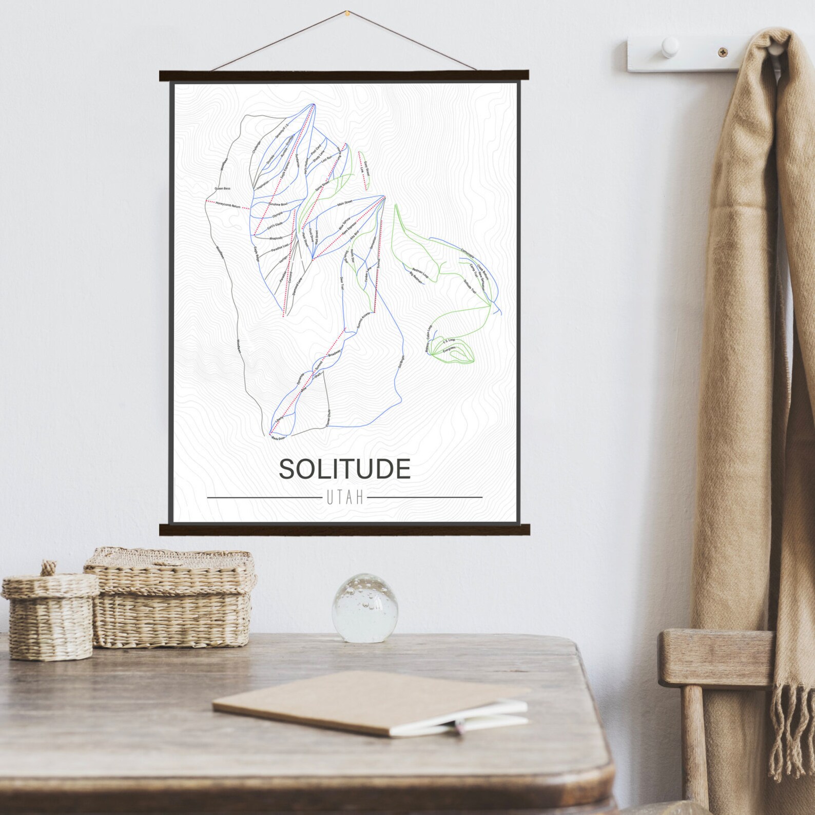 Solitude Utah Ski Trail Map Hanging Canvas of Solitude Ski - Etsy