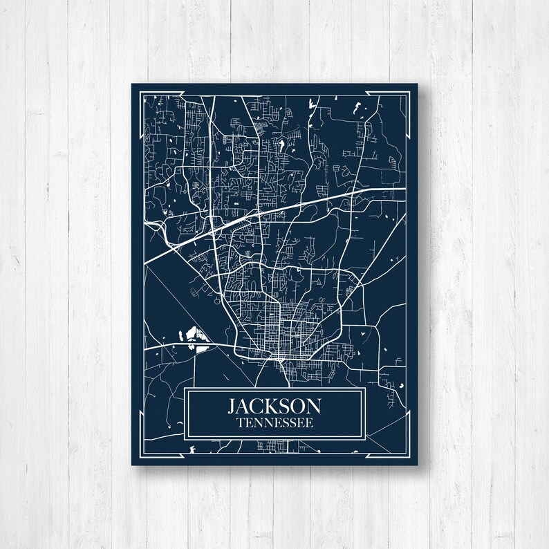 Jackson Tennessee Blueprint Street Map Hanging Canvas Map of - Etsy