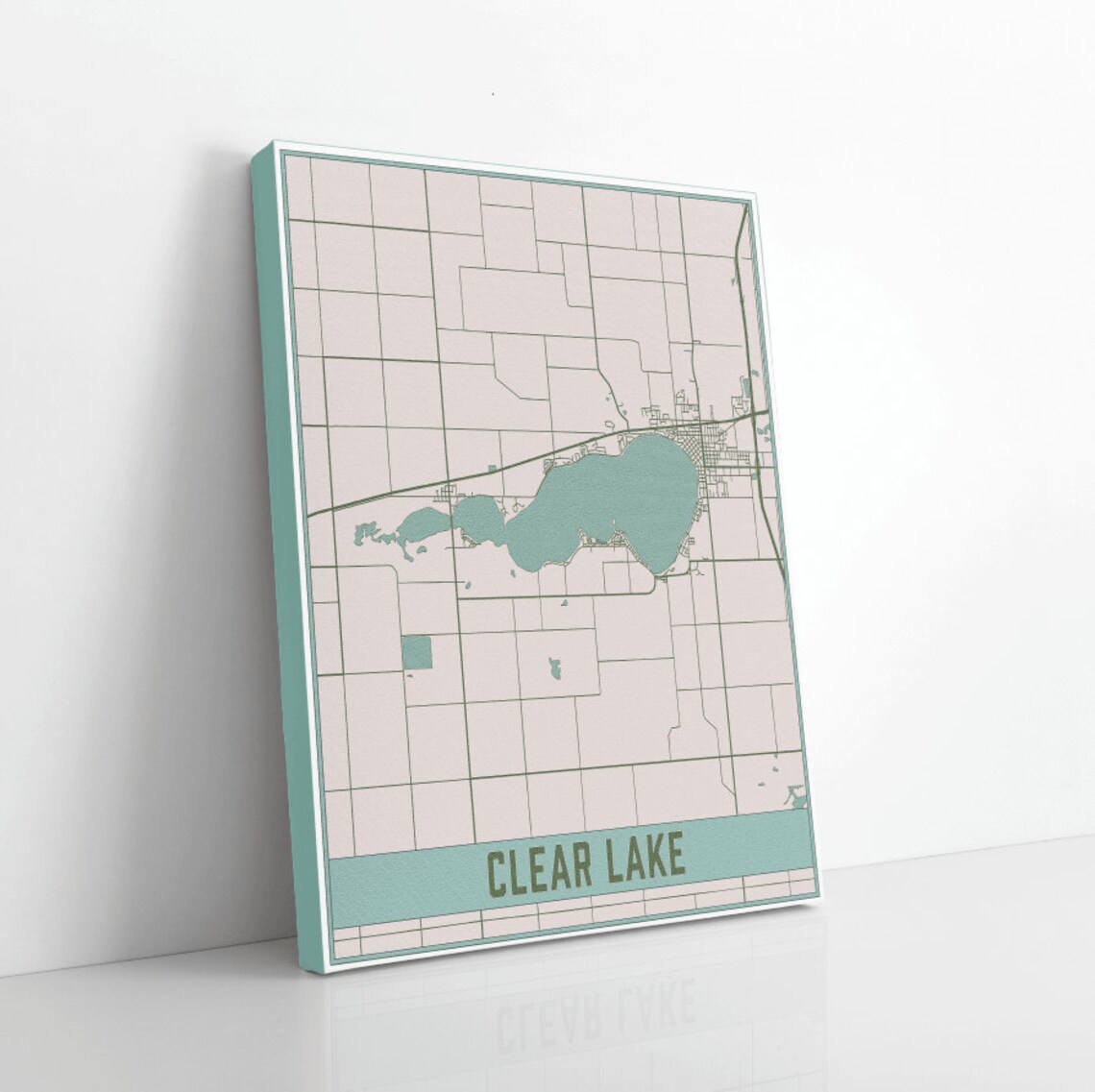Clear Lake Iowa Map Print | Clear Lake Magnetic Poster Frame | Printed ...