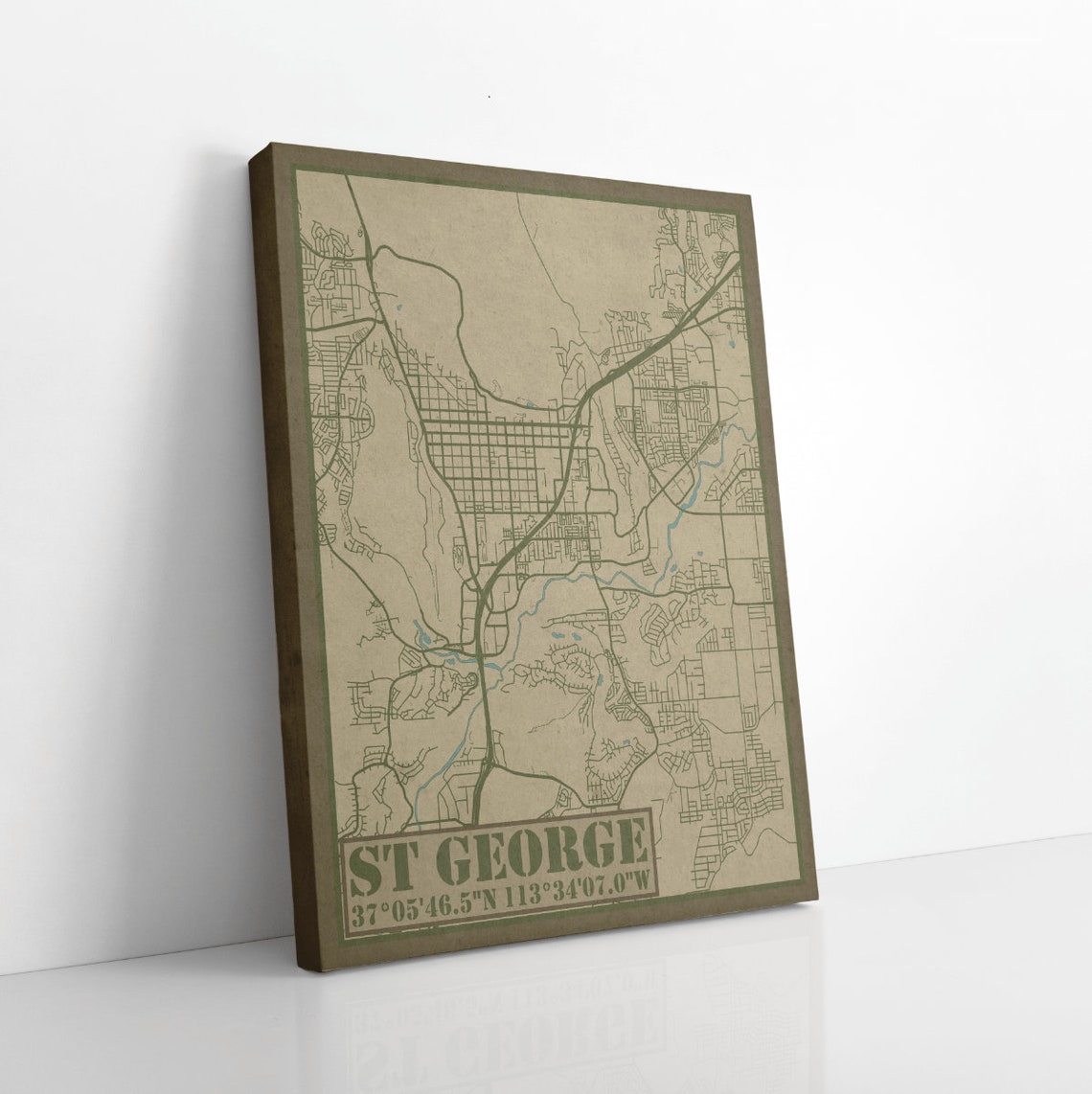St George Utah Street Map Hanging Canvas Map of St George - Etsy