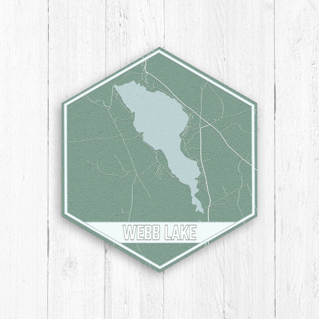 Webb Lake Maine Hexagon Map Print by Printed Marketplace - Etsy