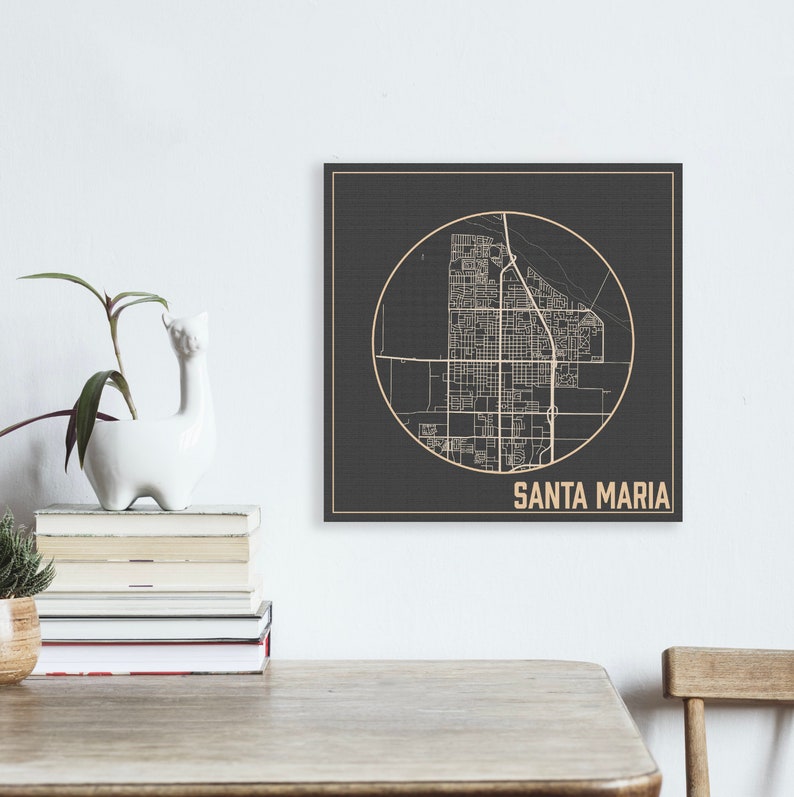 Santa Maria California Square Street Map Hanging Canvas Map | Etsy