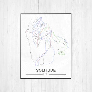 Solitude Utah Ski Trail Map | Hanging Canvas of Solitude Ski Trail ...