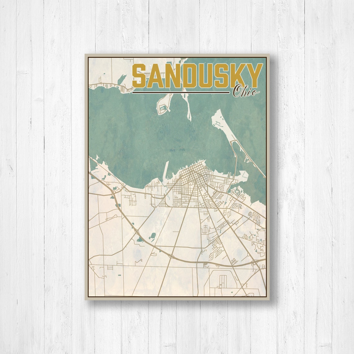 Sandusky Ohio Nautical Street Map | Hanging Canvas Map of Sandusky ...