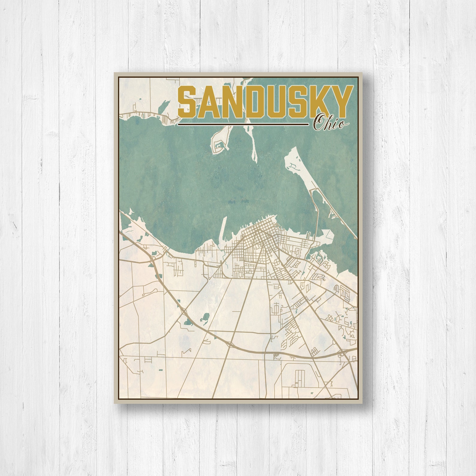 Sandusky Ohio Nautical Street Map | Hanging Canvas Map of Sandusky ...