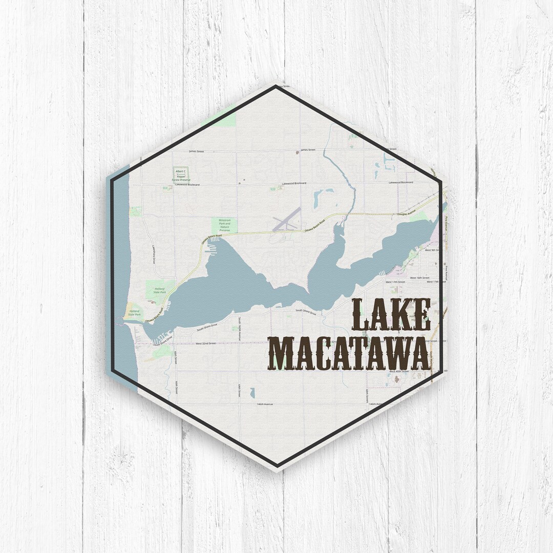 Lake Macatawa Hexagon Canvas Michigan, Lake Macatawa Canvas, Lakes of ...