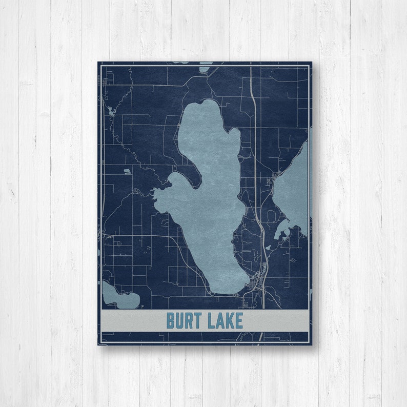 Burt Lake Michigan Map Print Burt Lake Magnetic Poster Frame - Etsy