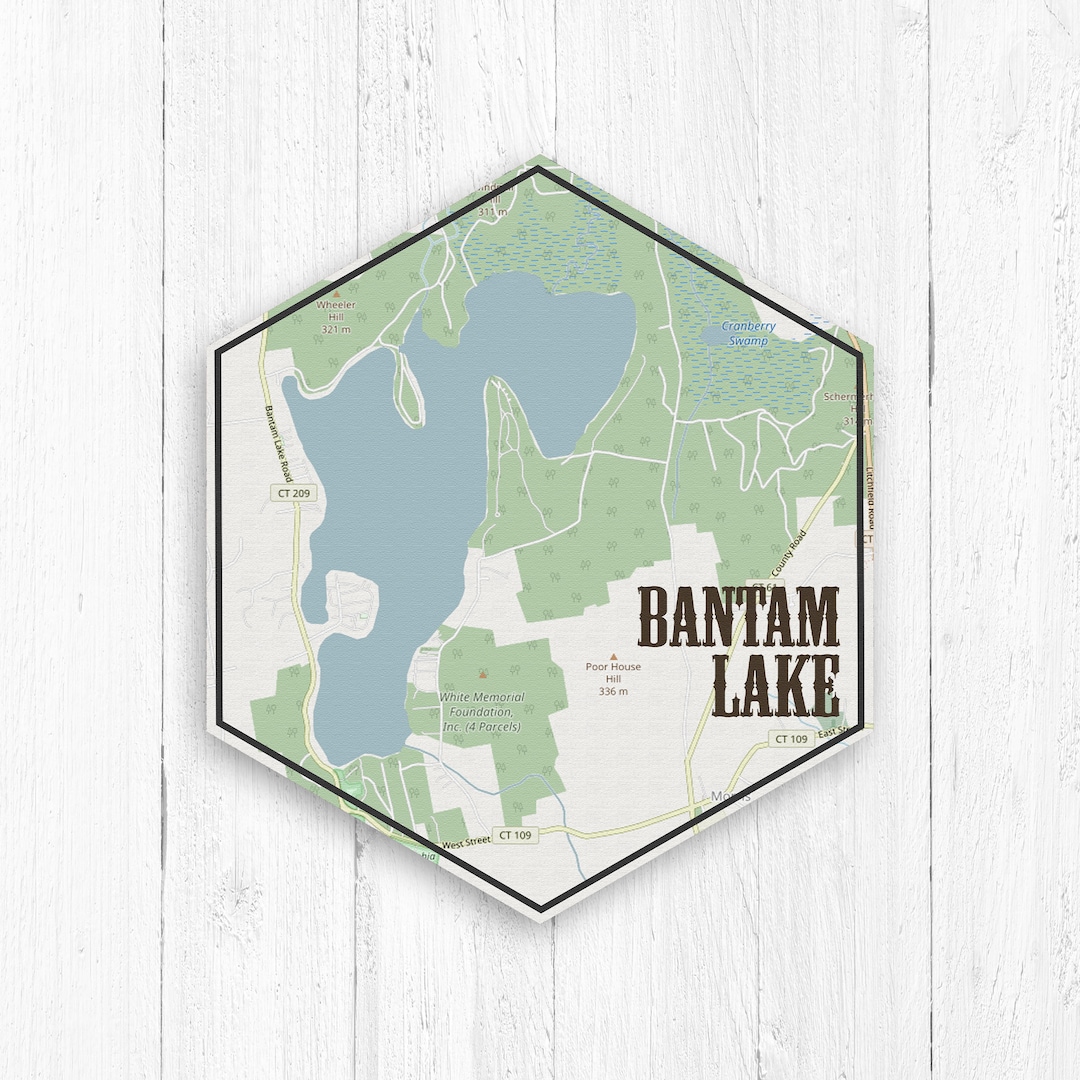 Bantam Lake Hexagon Canvas, Bantam Lake Canvas, Lakes of America ...