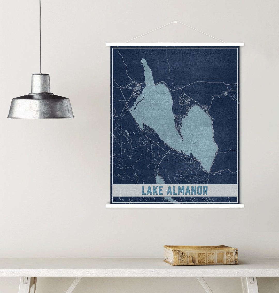 Lake Almanor California Map Print | Lake Almanor Magnetic Poster Frame ...