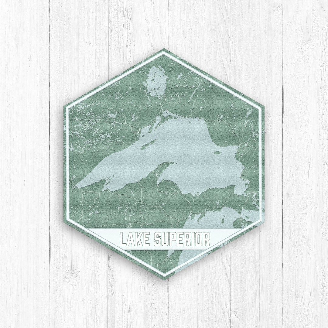 Lake Superior Michigan Hexagon Lake Map by Printed Marketplace - Etsy