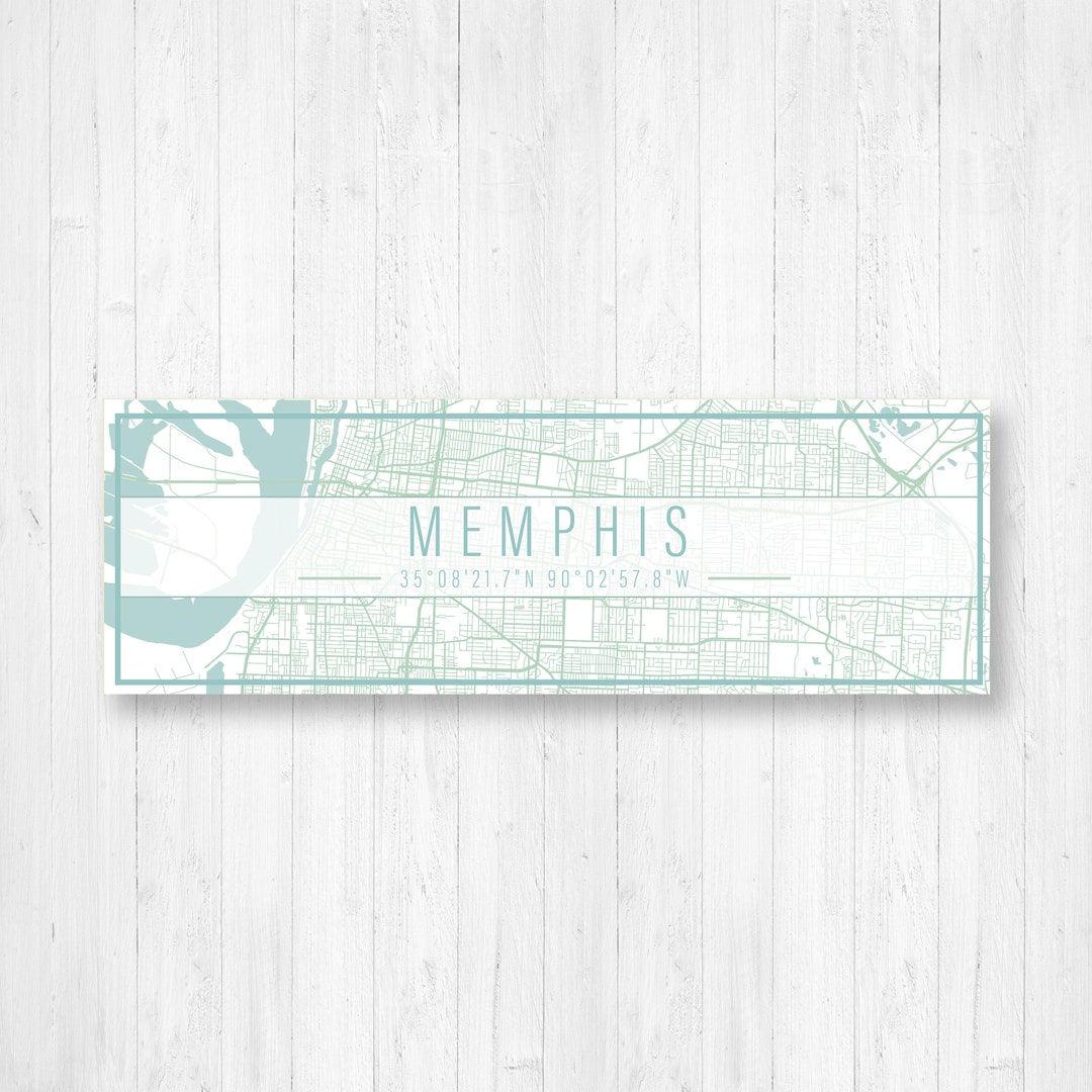 Memphis Tennessee Street Map Sign | Hanging Canvas Map of Memphis ...