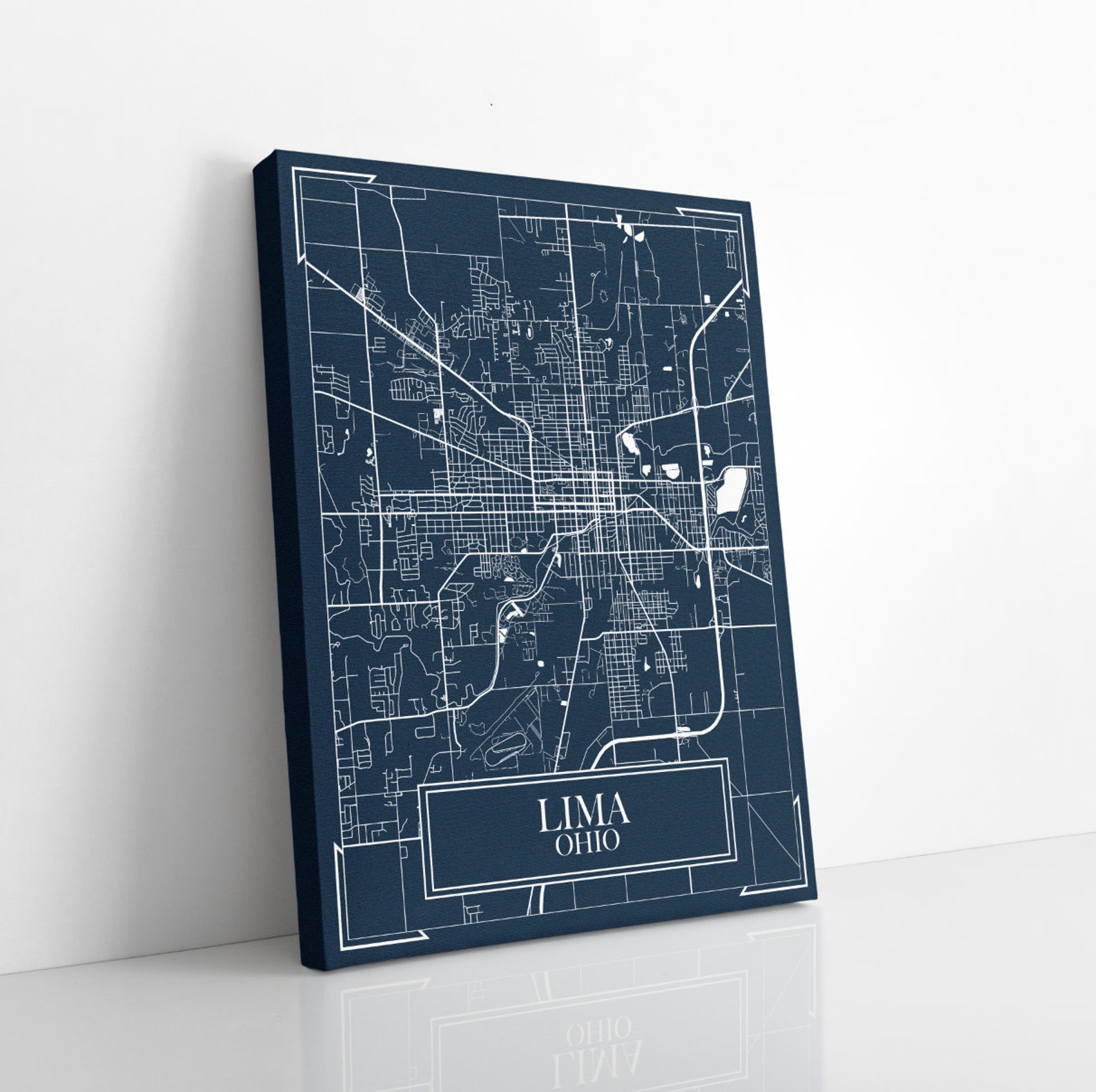 Lima Ohio Blueprint Street Map Hanging Canvas Map of Lima - Etsy