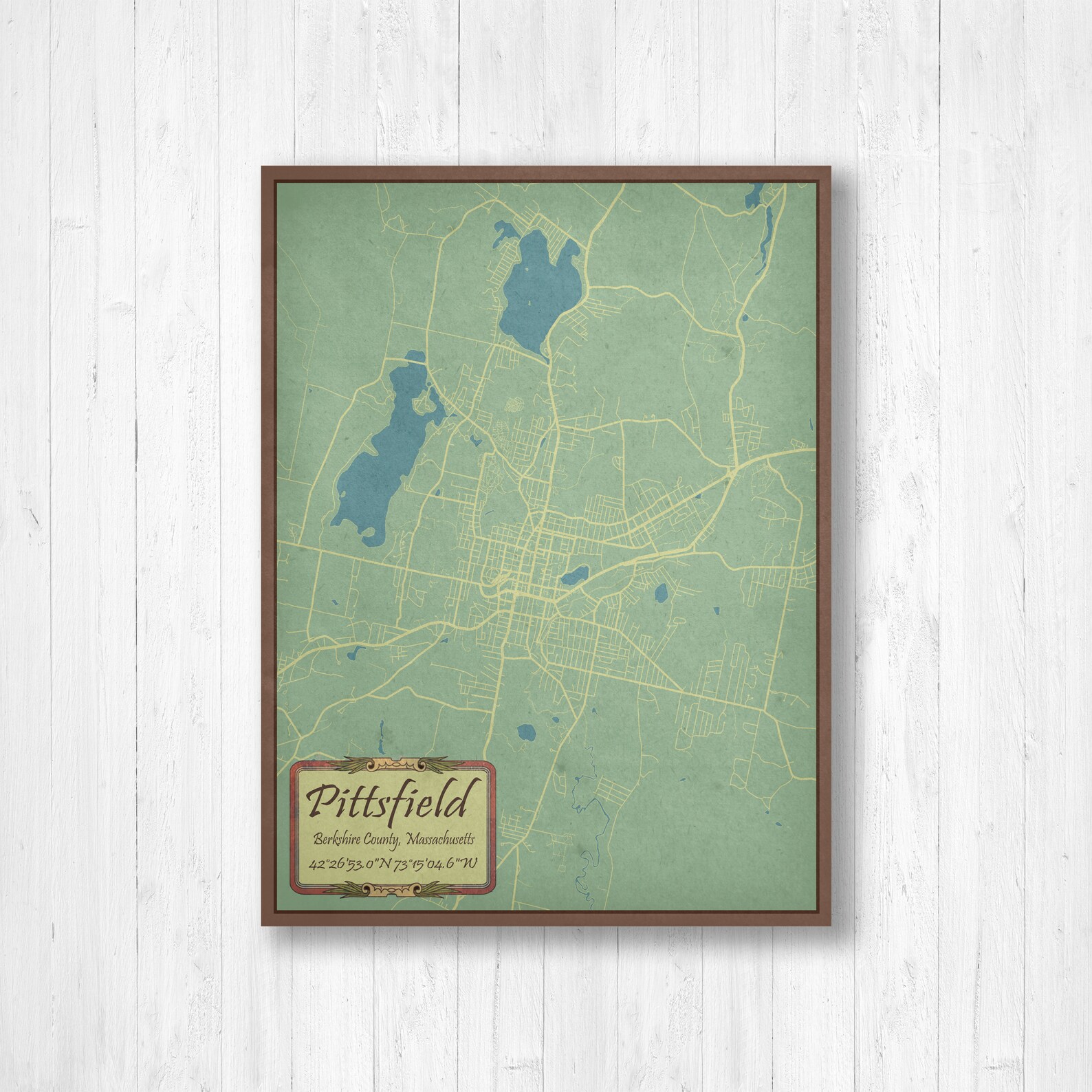 Pittsfield Massachusetts Street Map Hanging Canvas Map of - Etsy