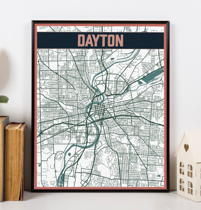 Dayton Ohio City Street Map Hanging Canvas Map of Dayton - Etsy