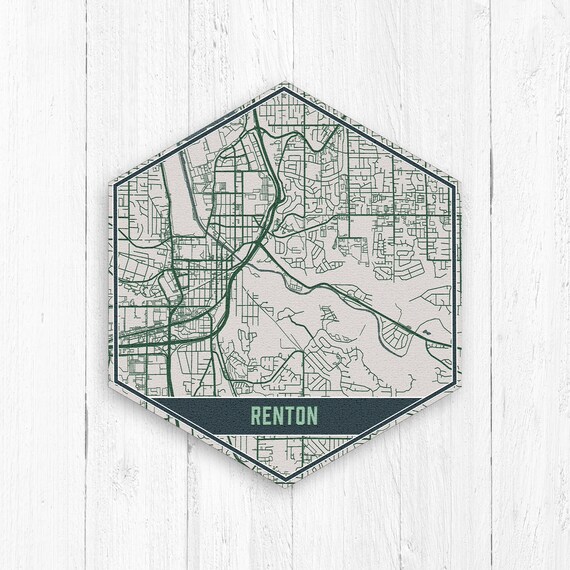 Renton Washington Map Hexagon Map Hexagon Canvas Travel | Etsy