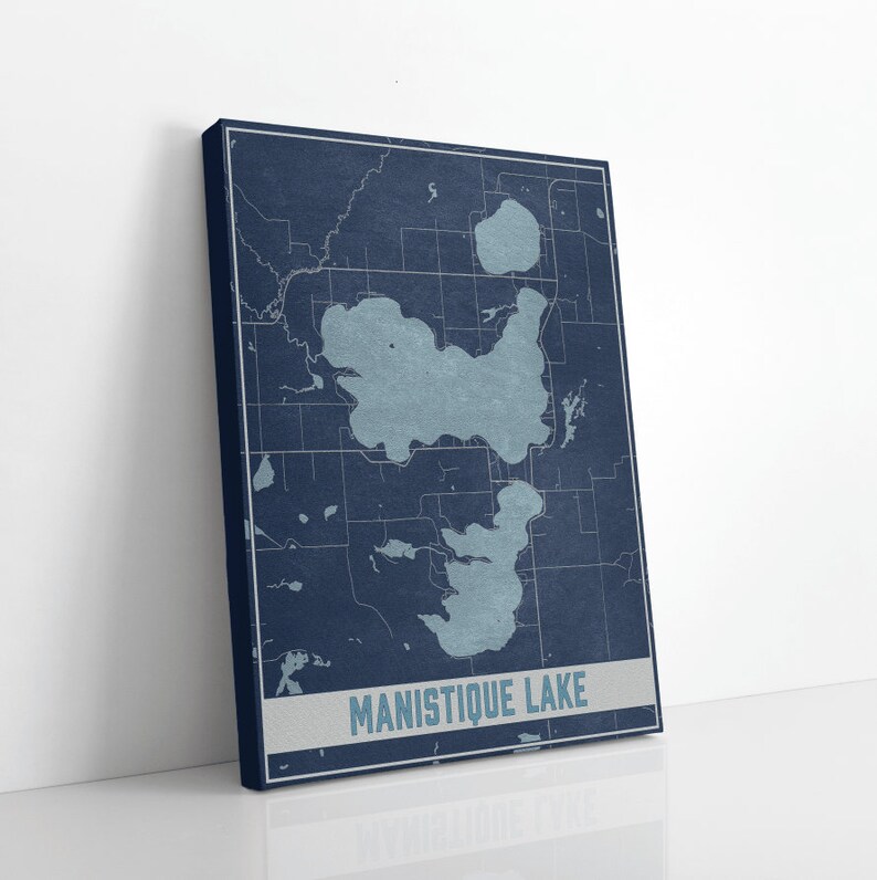 Manistique Lake Michigan Map Print | Manistique Lake Magnetic Poster ...