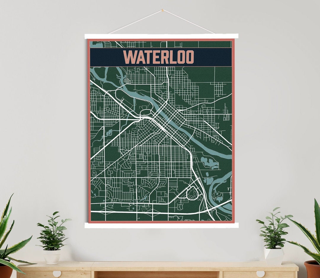 Waterloo New York Street Map | Hanging Canvas Map of Waterloo NY ...