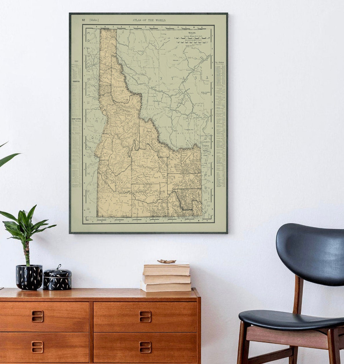 Idaho Antique State Map Print Idaho Canvas Map Art Printed - Etsy