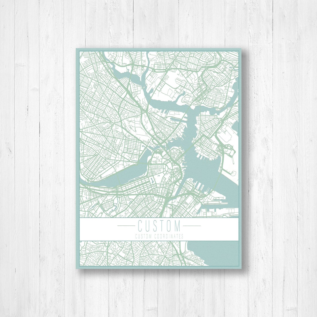 Custom Modern Nautical City Street Map Print by Printed Marketplace - Etsy
