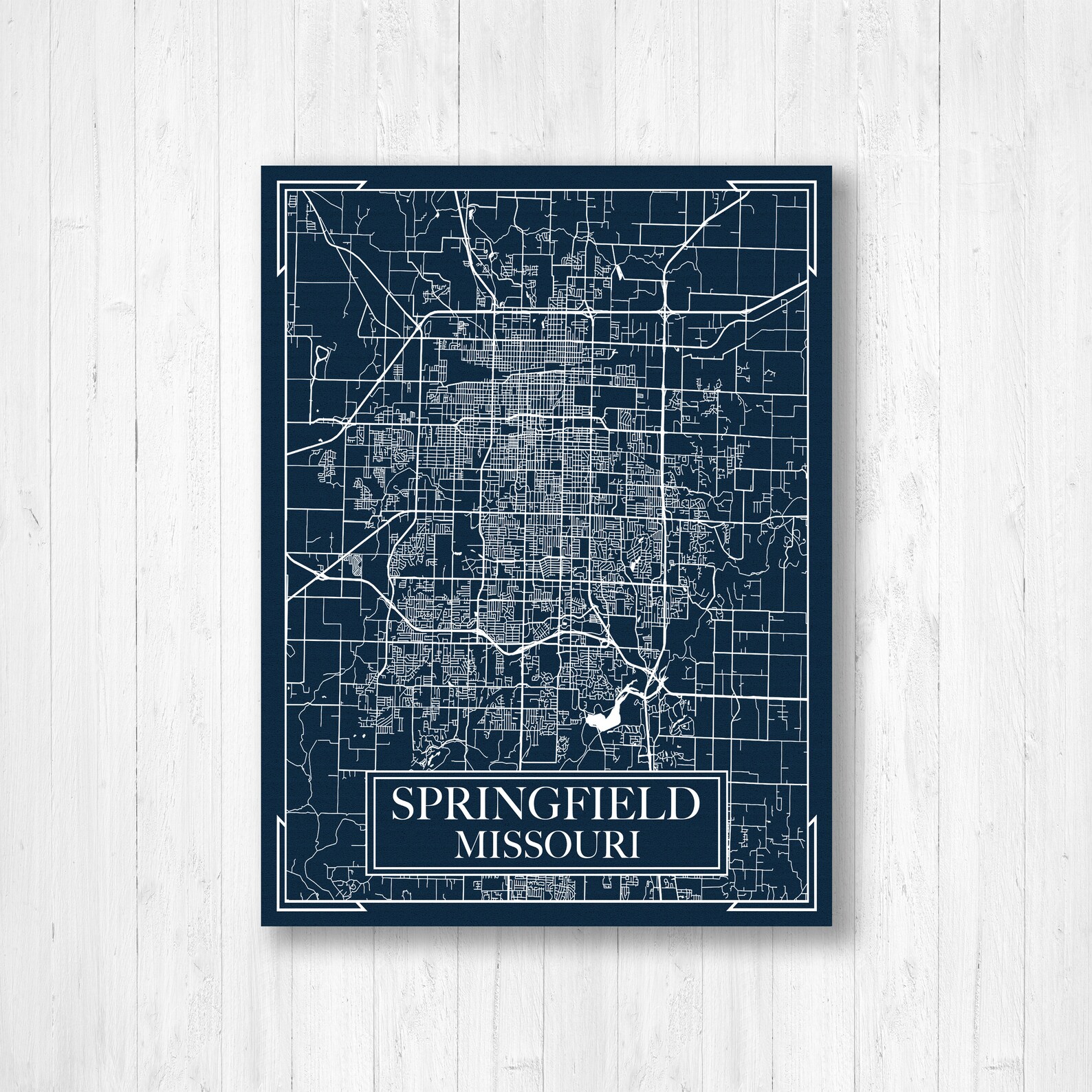 Springfield Missouri Blueprint Street Map Hanging Canvas Map - Etsy