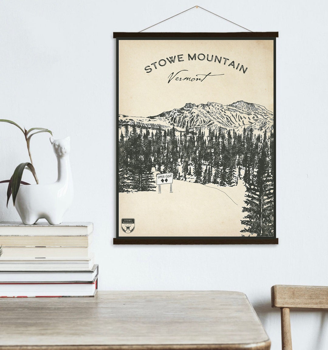Stowe Mountain Vermont Ski Resort Sketch Print | Hanging Canvas of ...