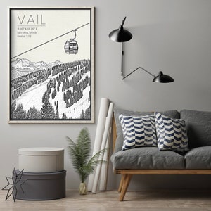 Vail Colorado Ski Resort Illustration Print | Hanging Canvas of Vail ...