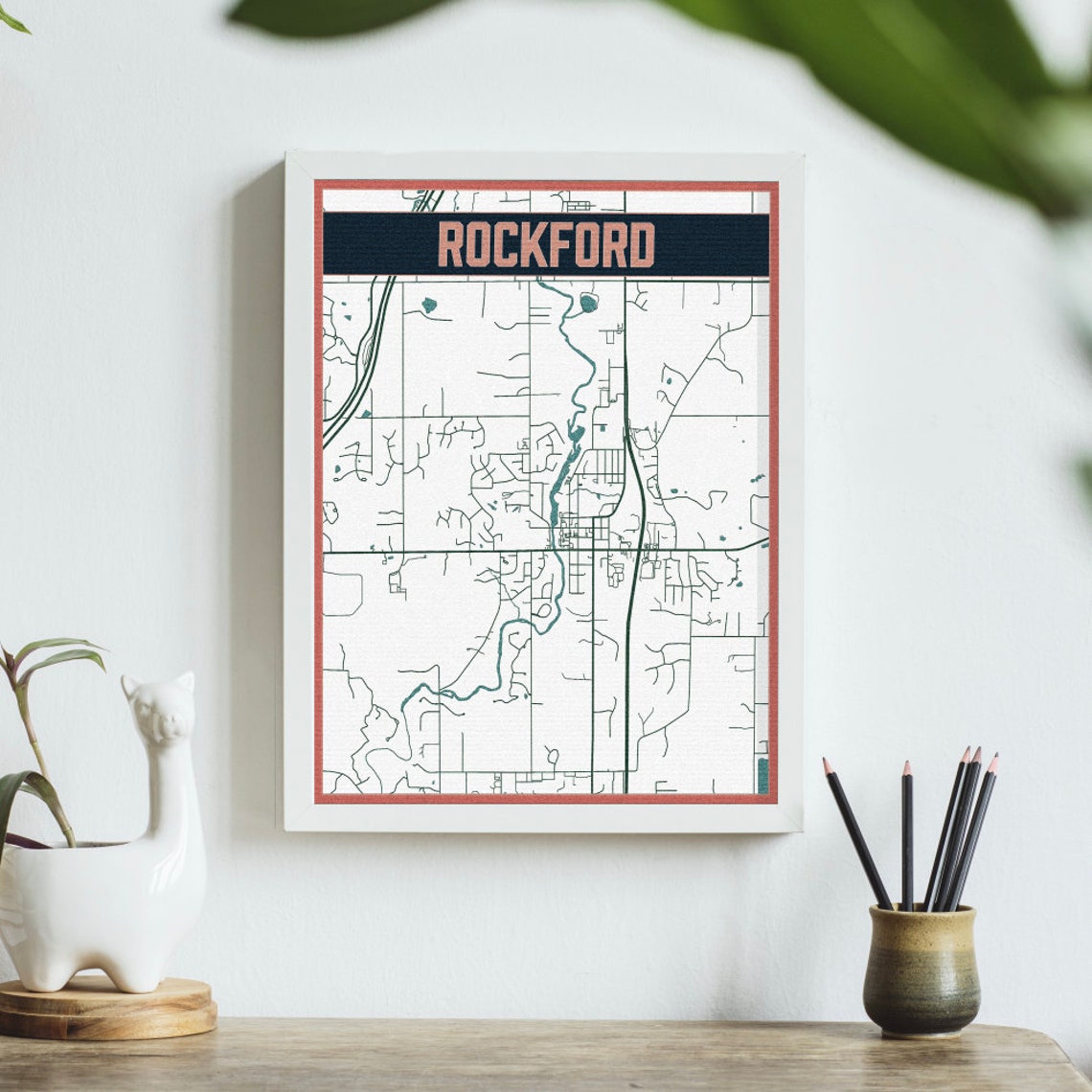 Rockford Michigan Street Map Hanging Canvas Map of Rockford - Etsy