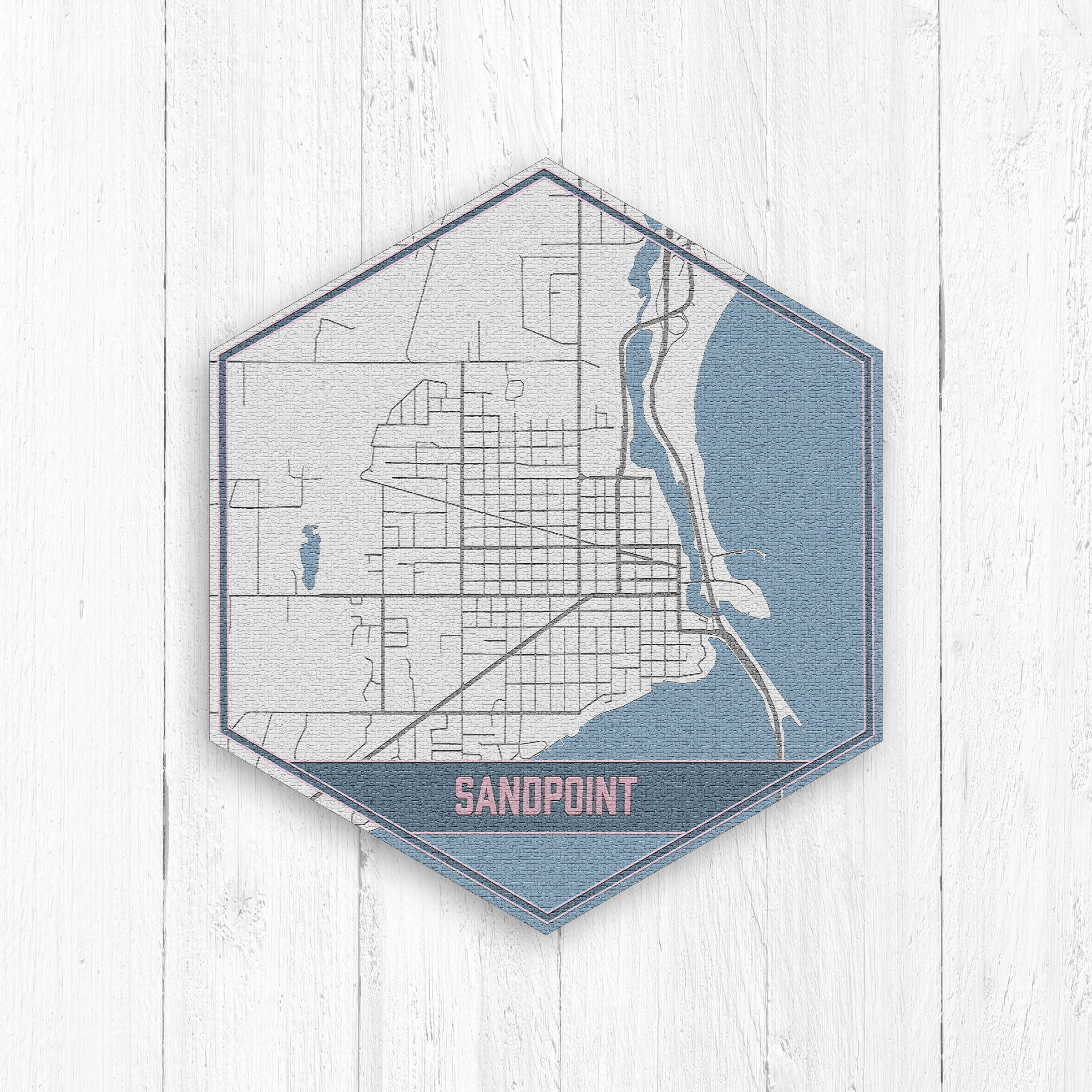 Sandpoint Idaho Street Map Sandpoint Idaho Hexagon Gray and | Etsy
