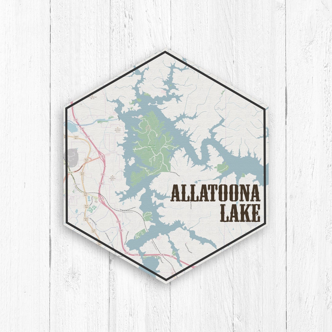 Allatoona Lake Hexagon Canvas, Allatoona Lake Art, Lakes of America ...
