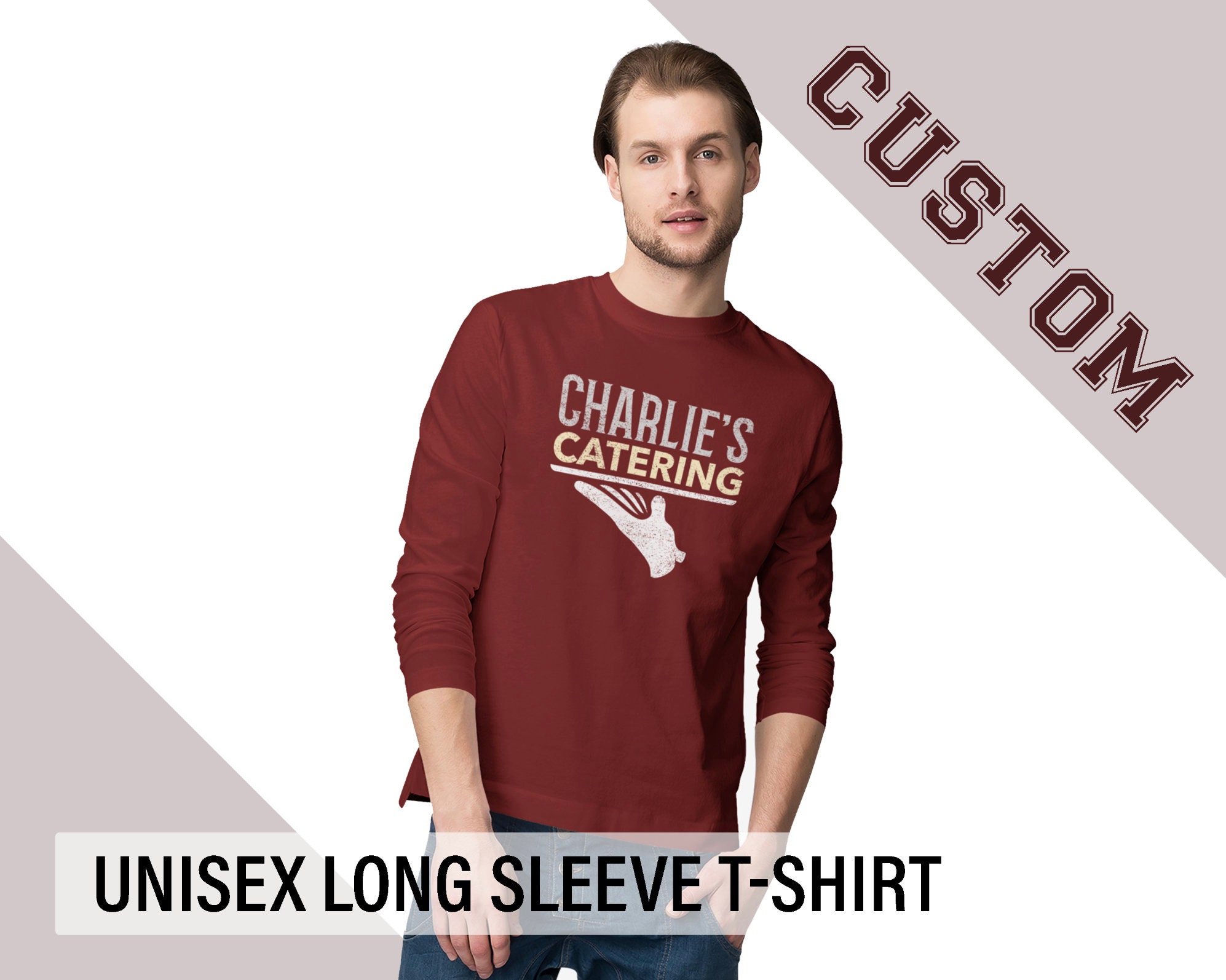 Customizable Long Sleeve Logo Graphic Tee Shirt by Printed | Etsy