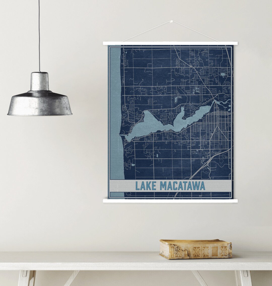 Lake Macatawa Michigan Map Print | Lake Macatawa Magnetic Poster Frame ...