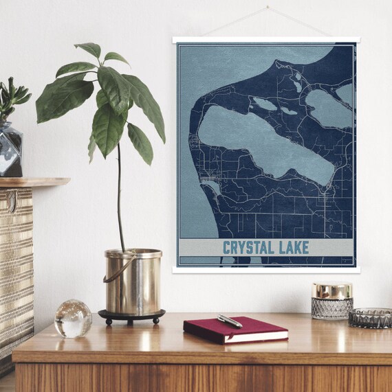 Crystal Lake Michigan Map Print Crystal Lake Magnetic Poster | Etsy