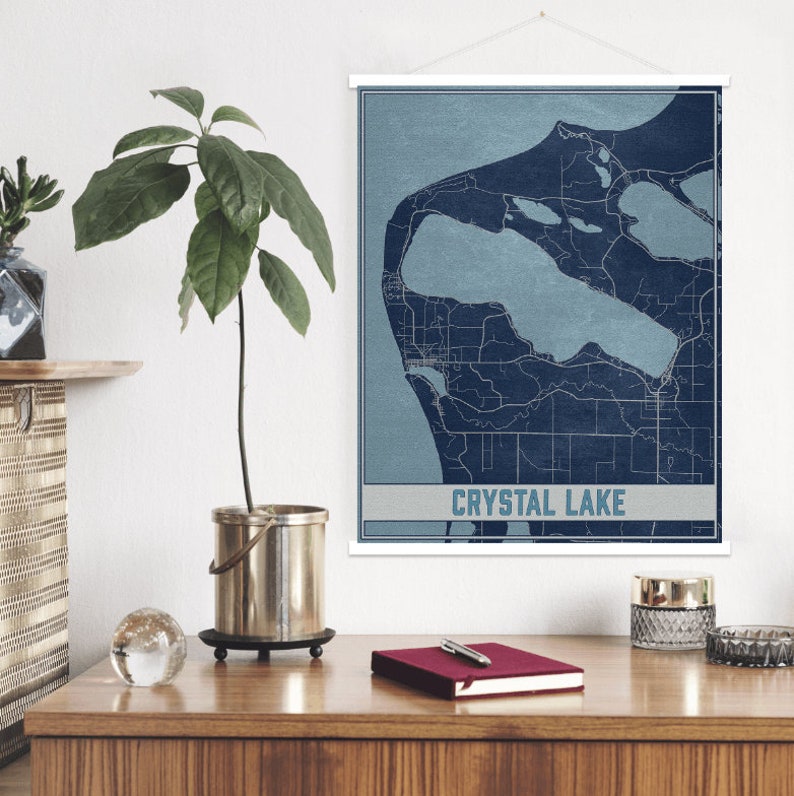 Crystal Lake Michigan Map Print | Crystal Lake Magnetic Poster Frame ...