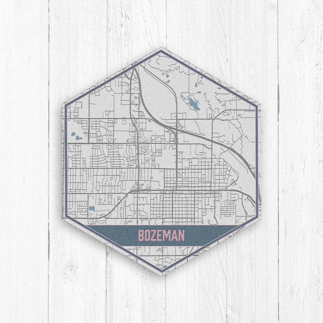 Bozeman Montana Street Map, Bozeman Montana Hexagon, Gray and Blue ...