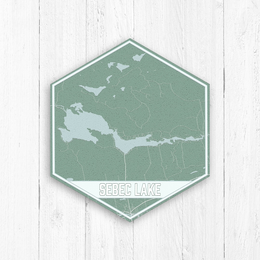 Sebec Lake Maine Hexagon Map Print | Printed Marketplace - Etsy