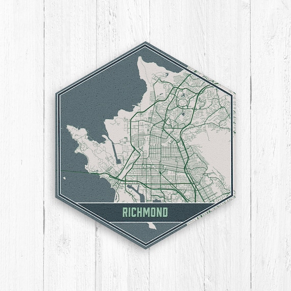 Richmond California Map Hexagon Map Hexagon Canvas Travel | Etsy