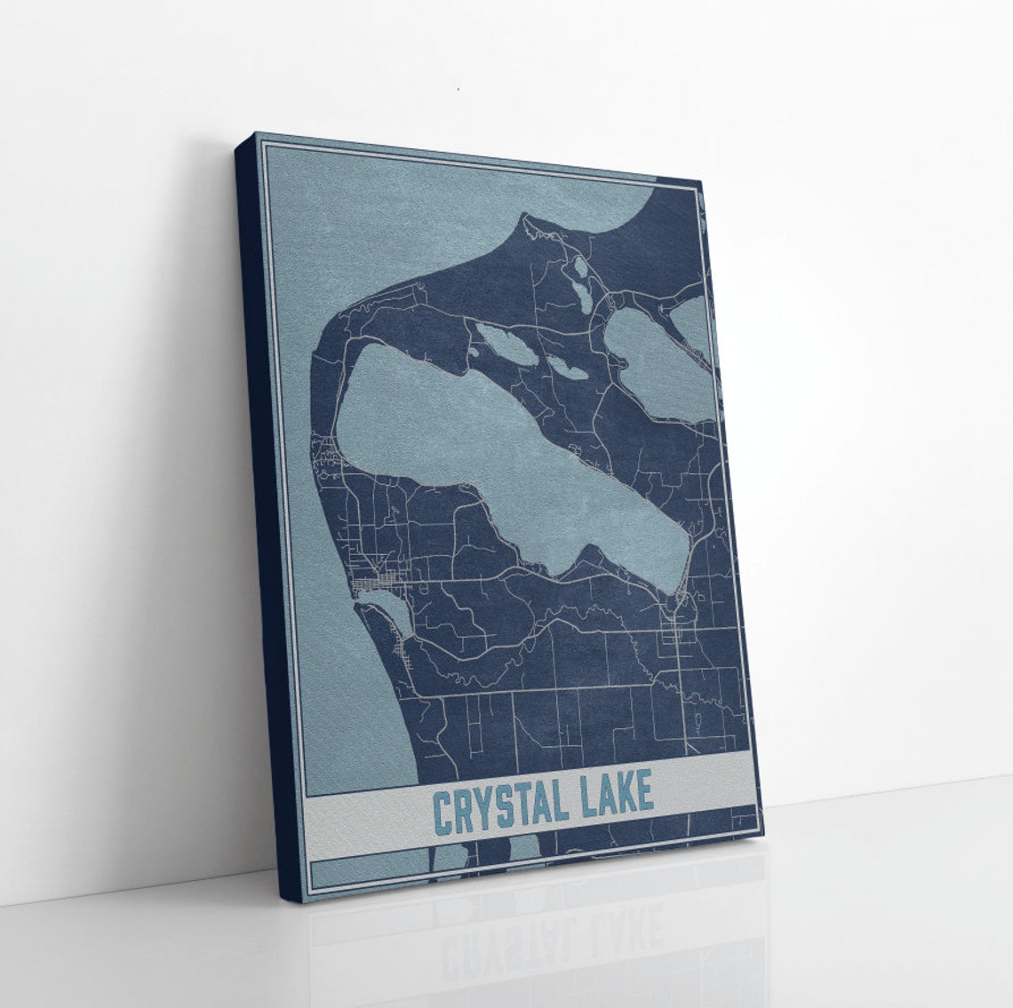 Crystal Lake Michigan Map Print | Crystal Lake Magnetic Poster Frame ...