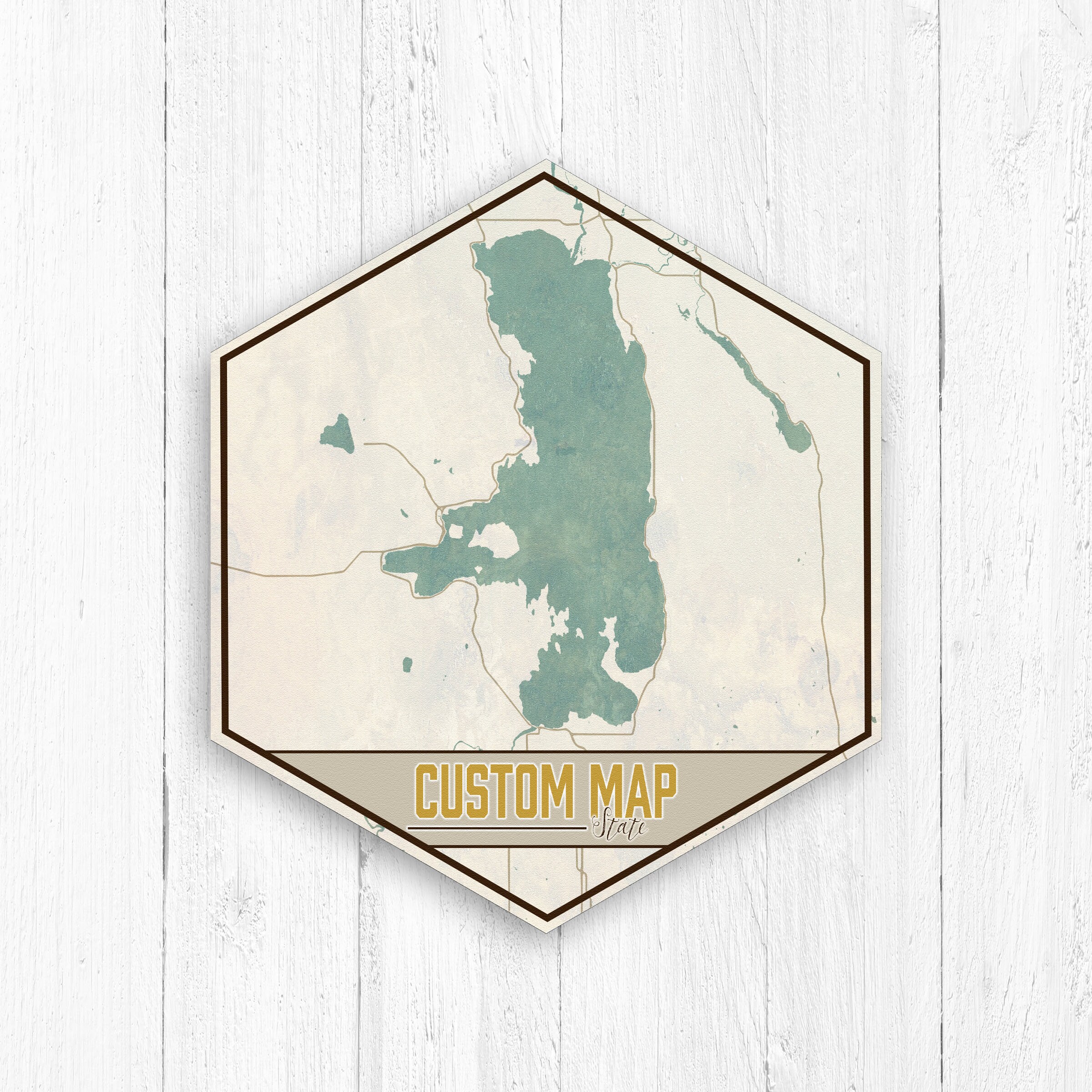 Custom Map Hexagon Map Lake House Art Hexagon Canvas | Etsy