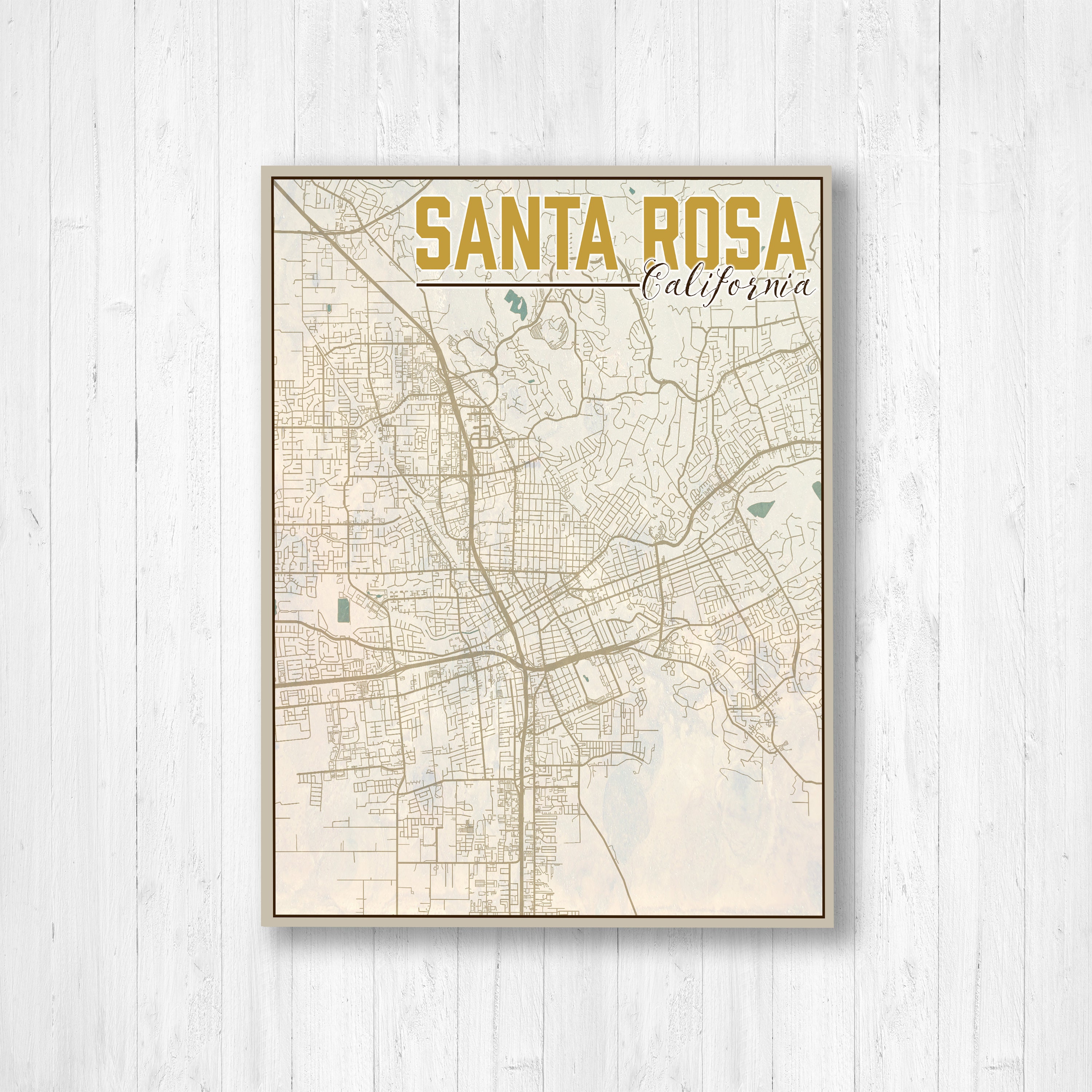 Santa Rosa Street Map Print Hanging Canvas Map of Santa Rosa - Etsy