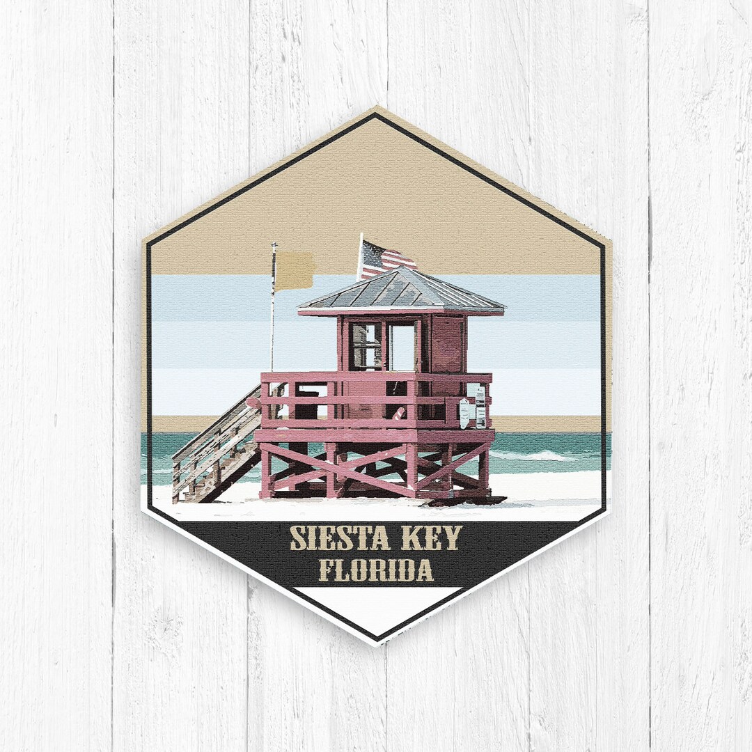 Siesta Key Florida Hexagon Illustration by Printed Marketplace - Etsy