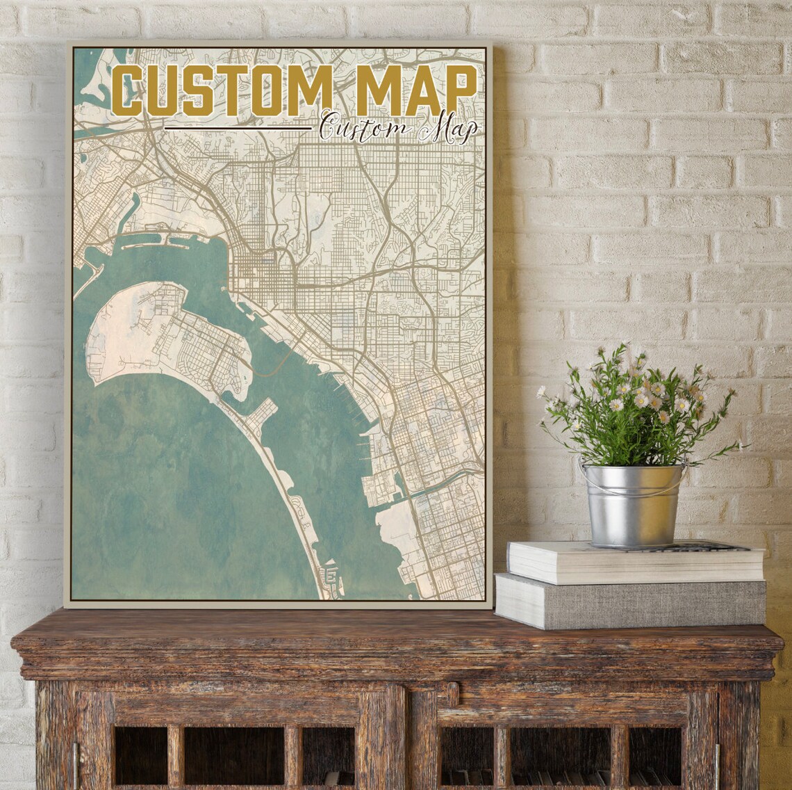 Custom Vintage City Street Map by Printed Marketplace - Etsy