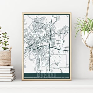Monroe Louisiana Street Map | Hanging Canvas Map of Monroe | Printed ...